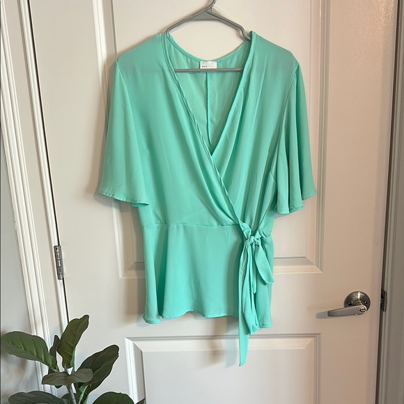 Tops | Mint Green Wrap Top | Poshmark